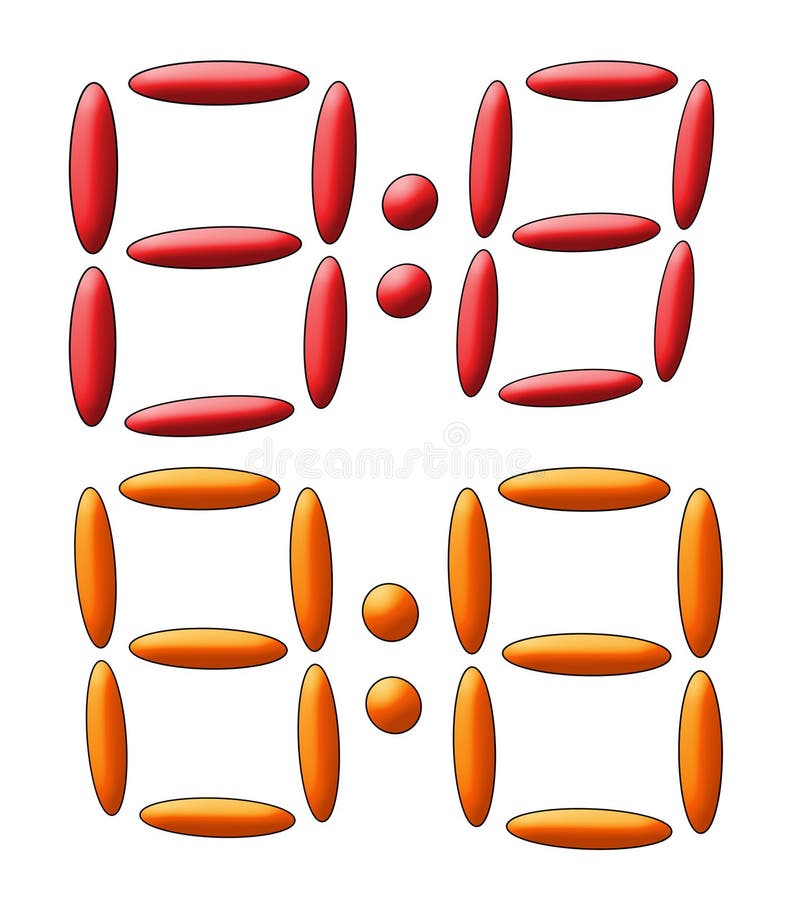 Digital Clocks - Red and Orange Stock Illustration - Illustration of ...