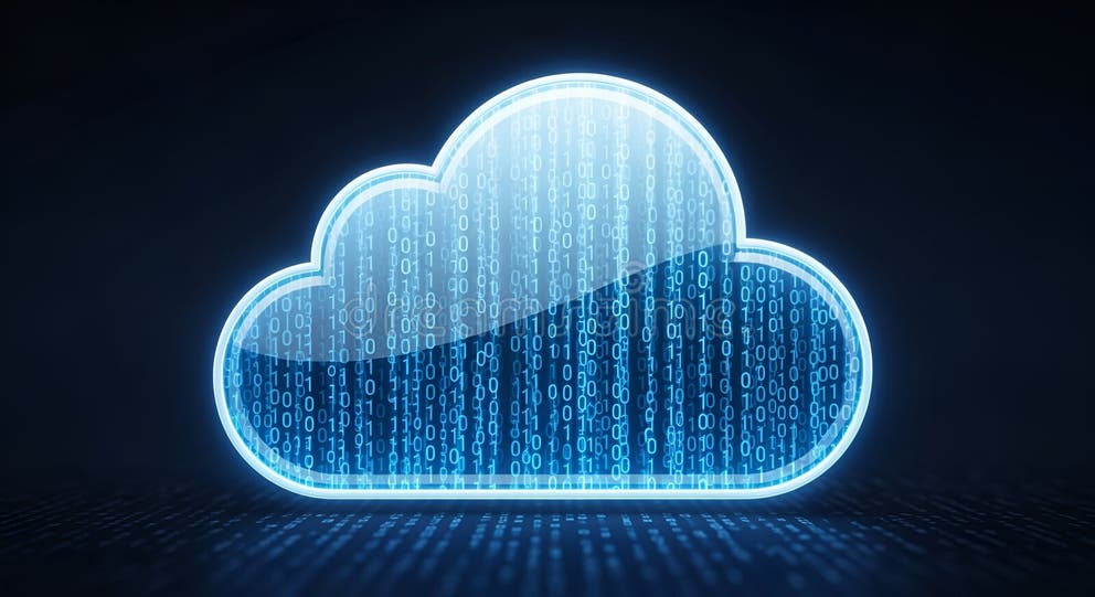 Cloud Computing Technology with Binary Code for Data Storage and Network Connection Concept ...