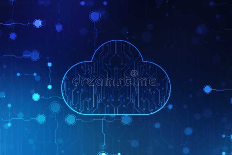 Digital Cloud Computing Concept Background. 2d Illustration of Cloud ...