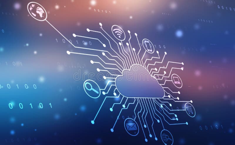 Digital Cloud Computing Concept Background.database and Data Server Concept Stock Illustration ...