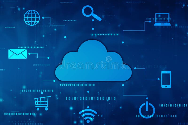 Digital Cloud Computing Concept Background.internet Data Storage, Database and Data Server ...