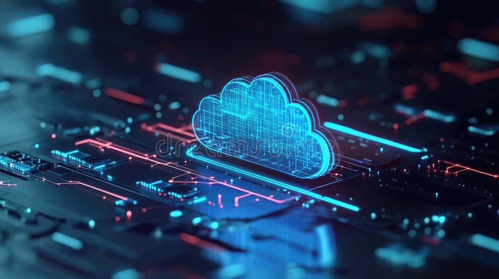 Digital Cloud Computing Concept with Cyber Security Overlay Stock Image ...