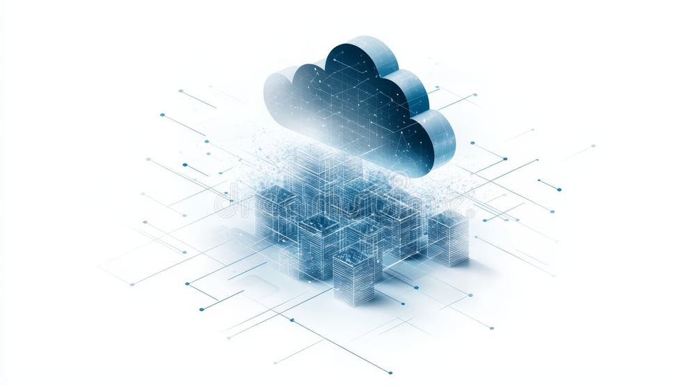 Digital Cloud Computing Concept with Data Blocks and Abstract Technology Elements, Ideal for ...