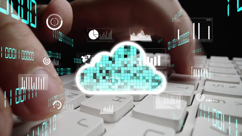 Digital Cloud Computing Concept with Data Visualization, Graphs, Charts ...