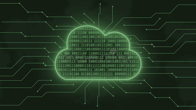 Digital Cloud Computing Concept in Green - Binary Code into Data Cloud ...