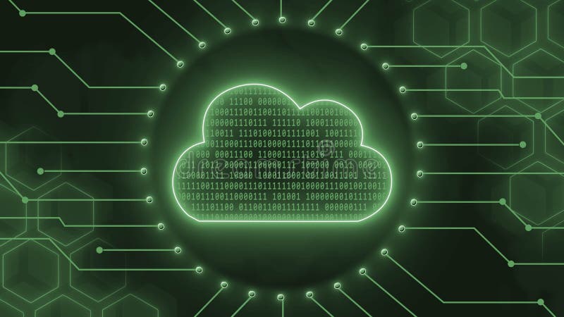Digital Cloud Computing Concept in Green - Binary Code into Data Cloud ...