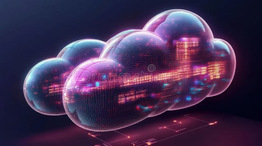 Digital Cloud Computing, Data Storage & Processing Stock Image - Image ...