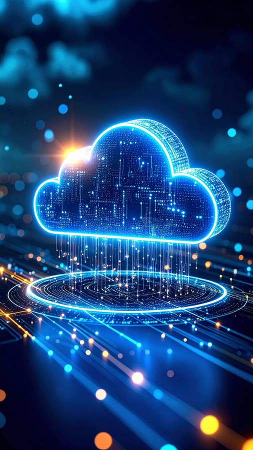 Digital Cloud Computing Data Transfer Technology Futuristic Network ...