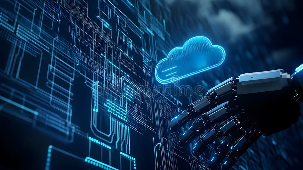 Digital Cloud Computing Hand Connection Futuristic Tech Network ...