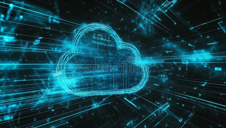 Digital Cloud Computing Network Data Technology Stock Illustration - Illustration of cloud ...