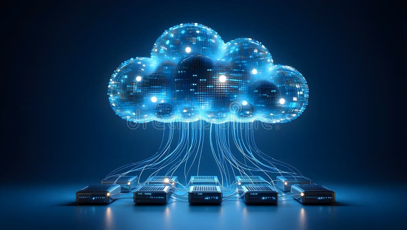 Digital Cloud Computing Network Data Transfer Technology Concept Stock Illustration ...