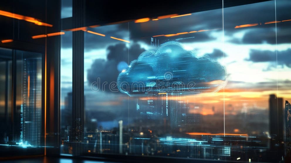Digital Cloud Computing Network Modern Cityscape Technology Data Abstract Background Innovative ...