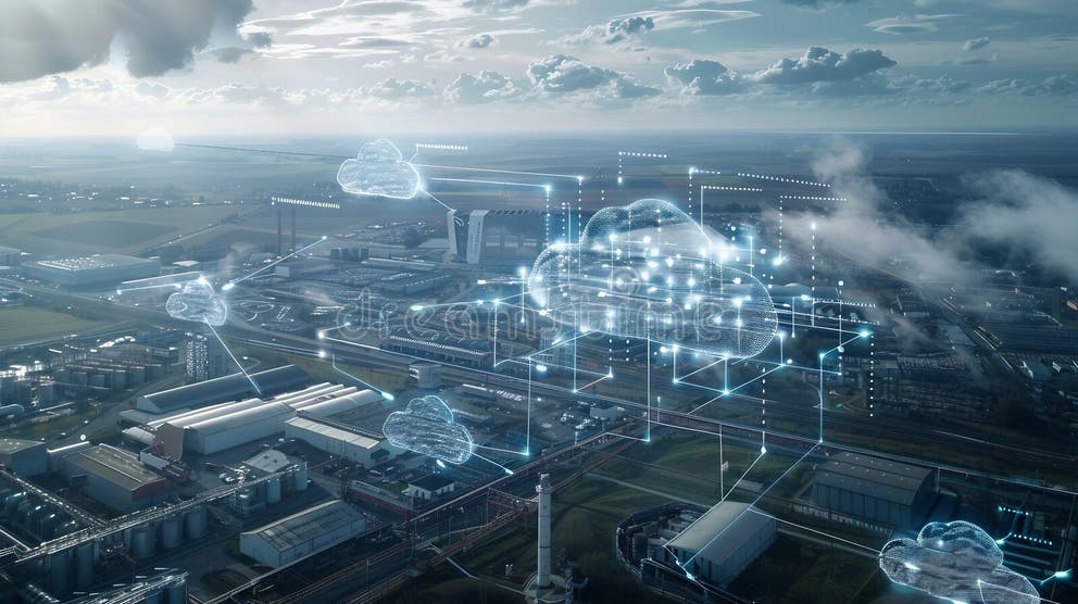 Digital Cloud Computing Network Over Industrial Landscape with Data ...