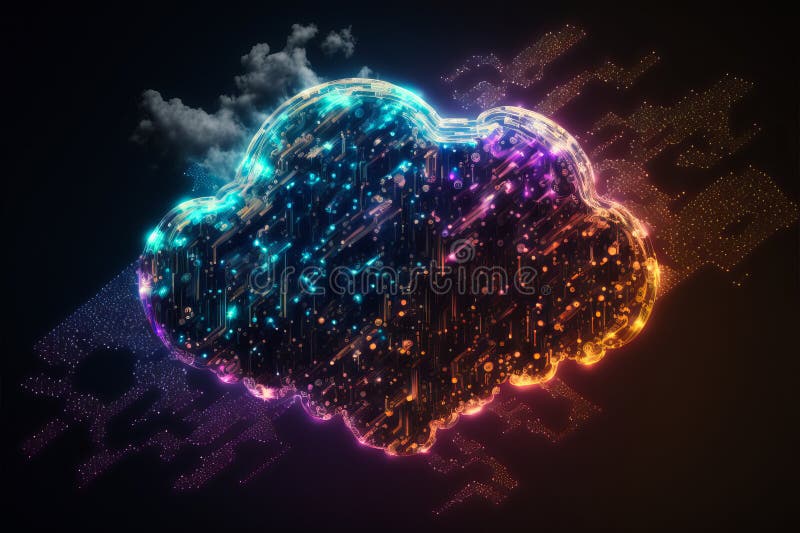 Digital Cloud Computing Technology Concept. Generative Ai Stock ...