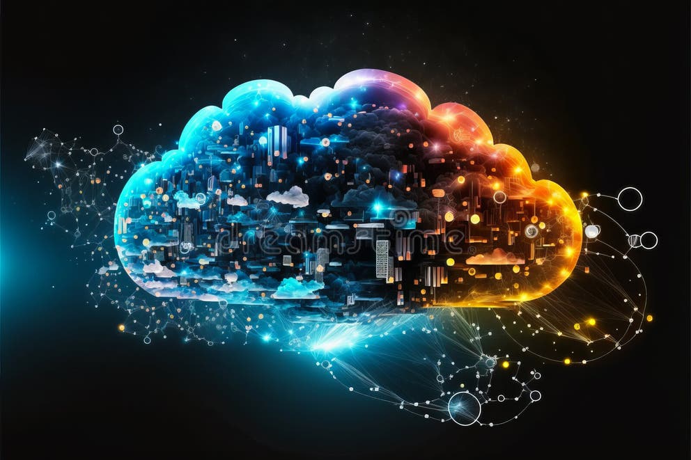 Digital Cloud Computing Technology Concept. Generative Ai Stock Illustration - Illustration of ...