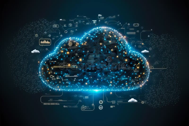 Digital Cloud Computing Technology Concept. Generative Ai Stock ...