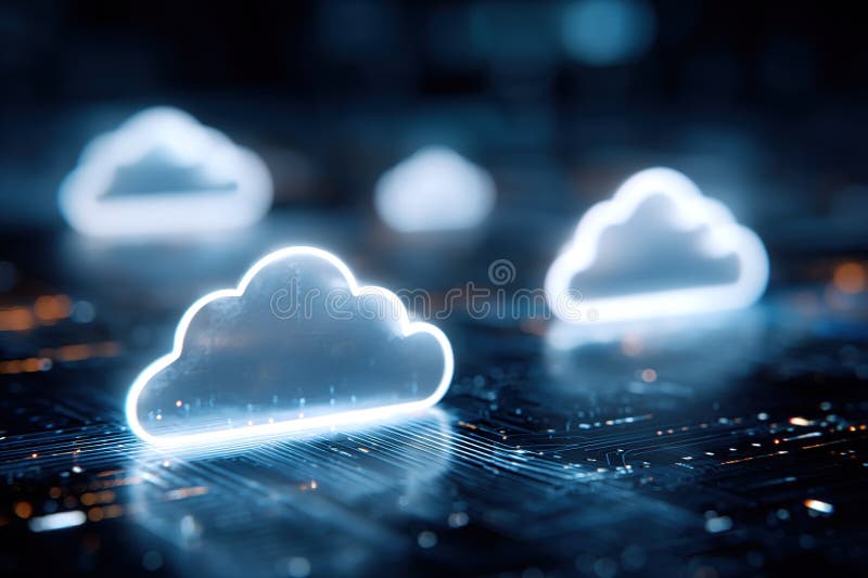 Digital Cloud Computing Technology Illuminating a Modern Data Center at ...