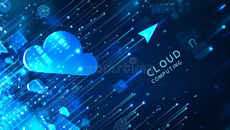 Digital Cloud Computing Technology Background with Data Transfer and Futuristic Design Stock ...