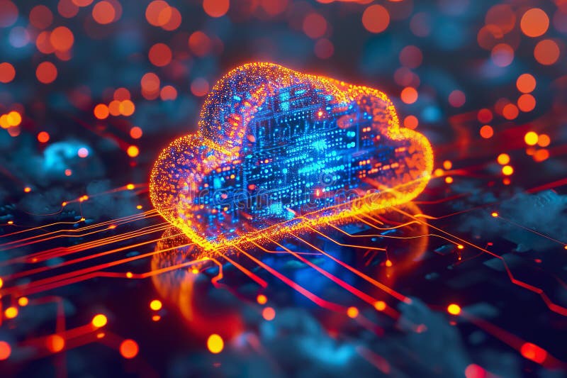 Digital Cloud. Concept of Data Protection, Security Technology Stock ...