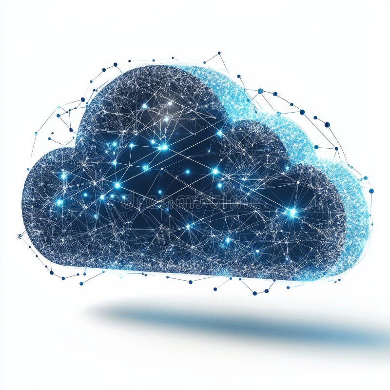 Digital Cloud Concept with Network Connections and Glowing Nodes Stock ...