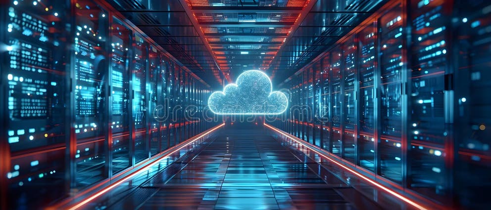 Digital Cloud Core: the Heart of Modern Data Solutions. Concept Cloud ...