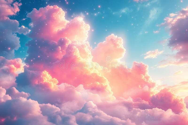 Digital Cloud and Data Layers Superimposed on a Sky Backdrop Stock ...