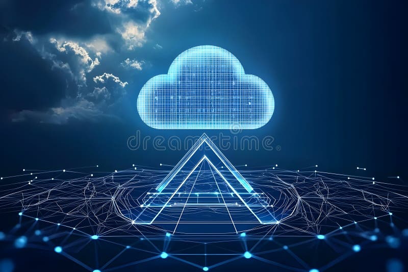 Digital Cloud Data Network Architecture Visualization Stock Illustration - Illustration of ...