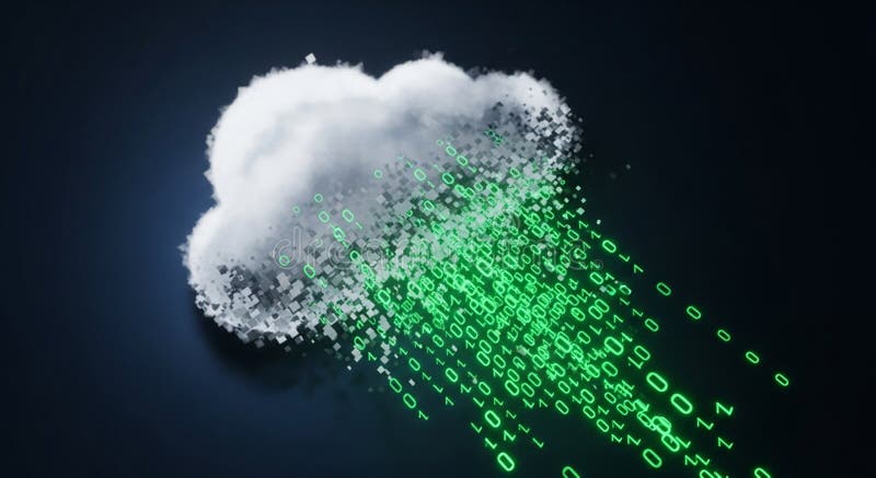 Digital Cloud Data Transformation into Binary Streams for Future Innovation Stock Illustration ...