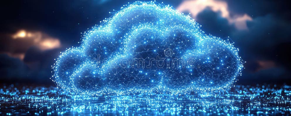 Digital Cloud with Glowing Connections Symbolizing Data and Cloud Computing Stock Image - Image ...