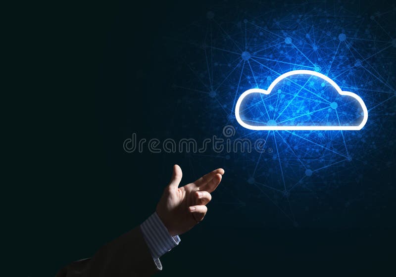 Digital Cloud Icon As Symbol of Wireless Connection on Dark Background ...