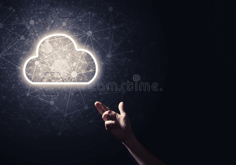 Digital Cloud Icon As Symbol of Wireless Connection on Dark Background ...