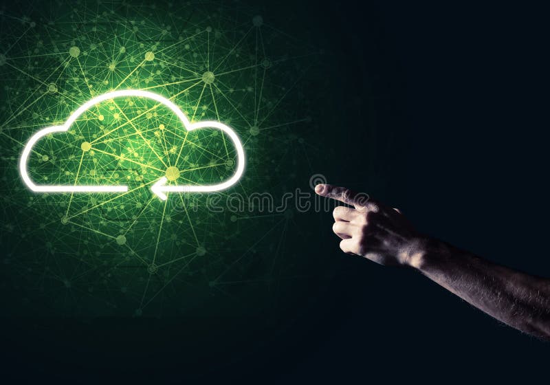 Digital Cloud Icon As Symbol of Wireless Connection on Dark Background ...