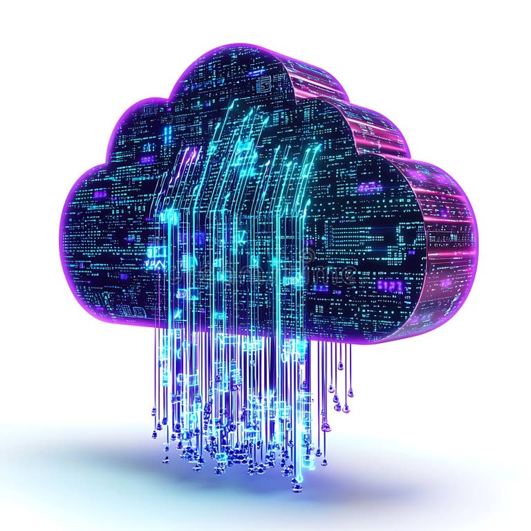 Digital Cloud Icon with Binary Rain Effect Stock Illustration - Illustration of graphic, falling ...