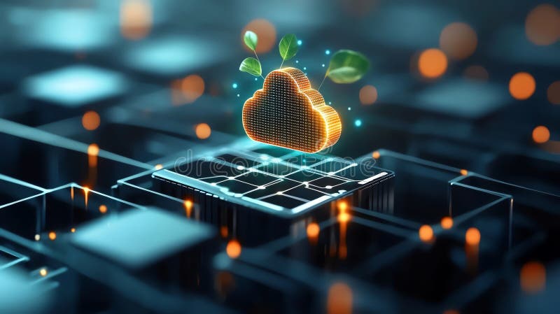 A Digital Cloud Icon Growing Plants, Symbolizing Environmental ...