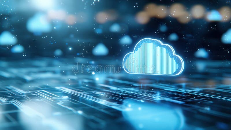 Digital Cloud Icon Over Futuristic Network Background, Symbolizing ...