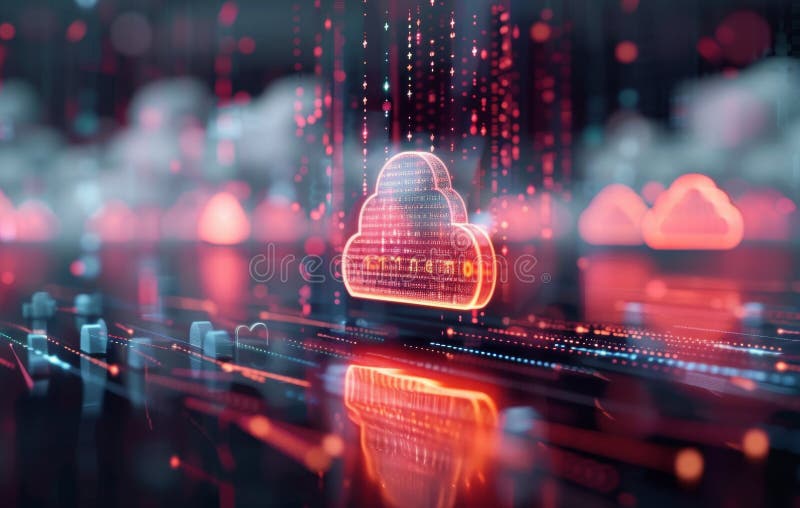 Digital Cloud Icon Over Network Stock Photo - Image of data, artificial ...
