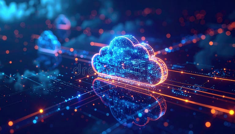 Digital Cloud Icon Representing Cloud Computing and Data Storage Stock Illustration ...