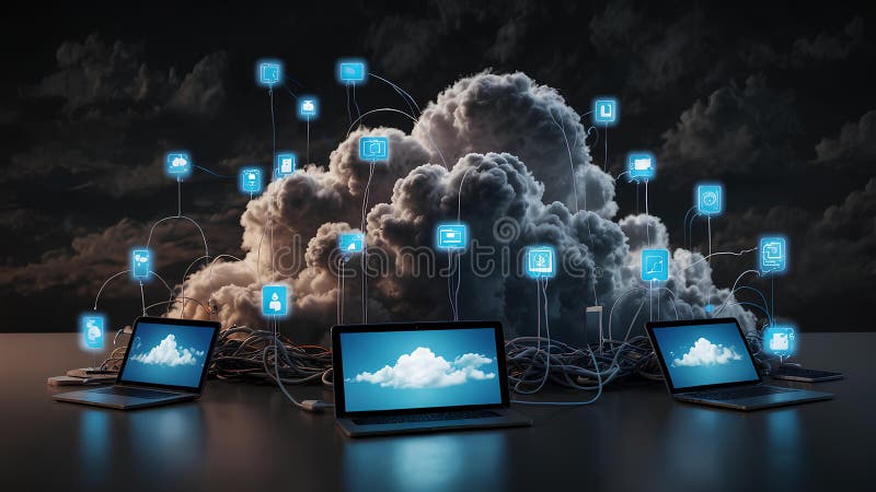 Digital Cloud with Interconnected Devices and Streaming Data Stock ...