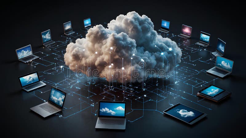Digital Cloud with Interconnected Devices and Streaming Data Stock ...