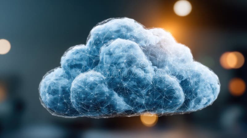 Digital Cloud Network with Abstract Connections and Bright Bokeh ...