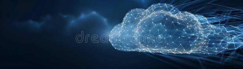 Digital Cloud Network Concept with Interconnected Lines and Glowing ...
