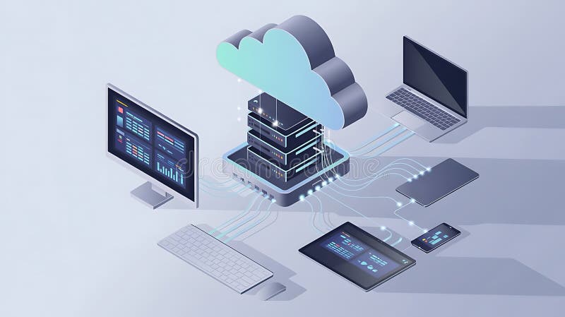 Digital Cloud Network Connecting Devices Cloud Computing Stock Illustration - Illustration of ...