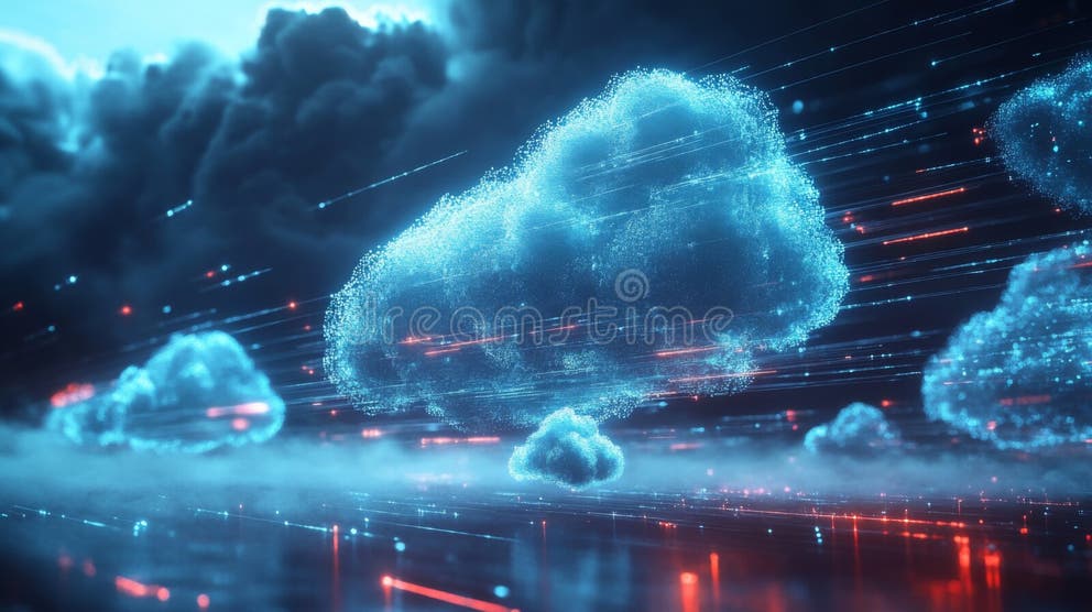 Digital Cloud Network Data Transfer Visualization Stock Photo - Image ...