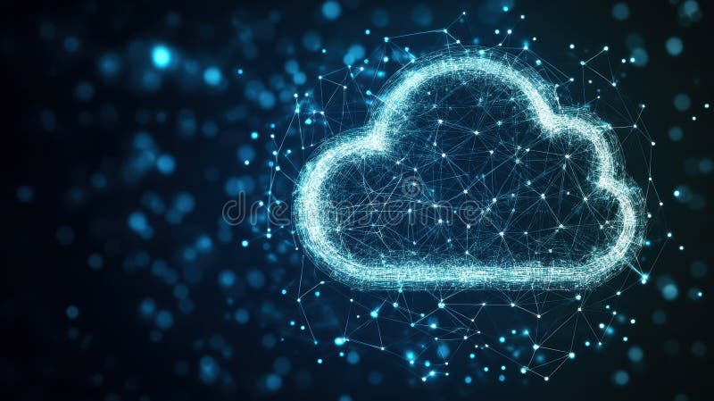 Digital Cloud Network with Glowing Connections for Data Storage and Technology Solutions Stock ...