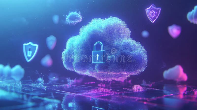 A Digital Cloud with a Padlock Symbolizes Secure Data Storage Stock Photo - Image of service ...