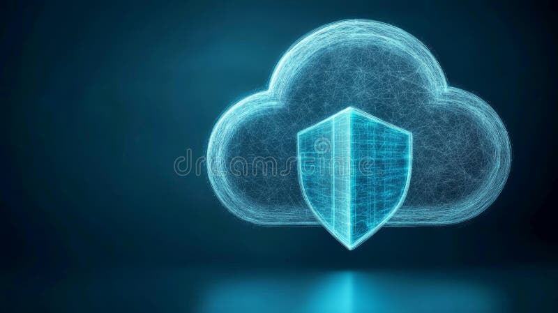 A Digital Cloud with a Protective Shield Symbolizing Secure Cloud ...