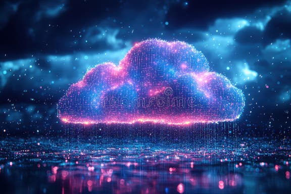 Digital Cloud Raining Binary Code in a Futuristic Technology Concept Stock Image - Image of ...