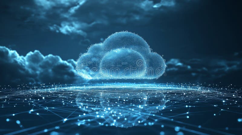 Digital Cloud Representation with Connected Network Nodes Stock Photo ...
