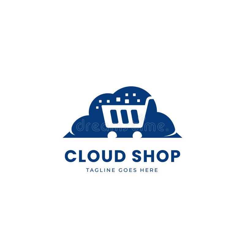 Digital Cloud Shop Logo with Shopping Cart Icon Stock Vector ...