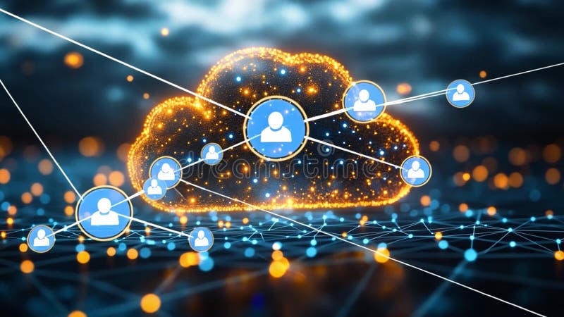 Cloud Computing Concept with User Connections and Digital Network in a ...